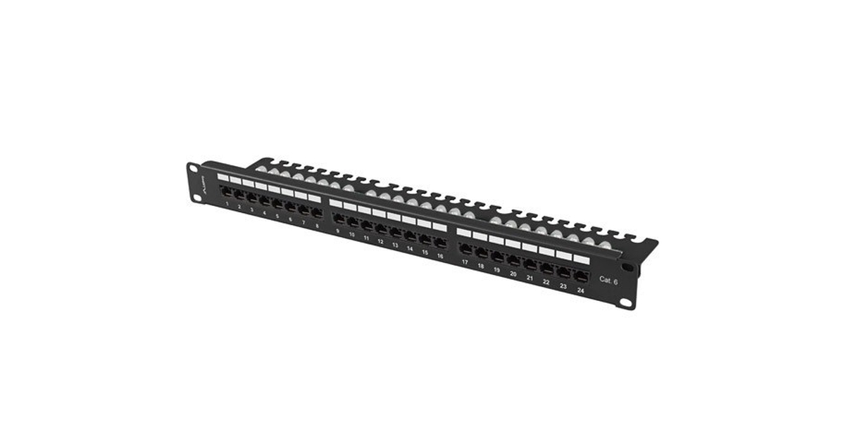 Patch Panel Lanberg 24 port 1U 19" CAT.6 UTP with Cable Organizer Black ...